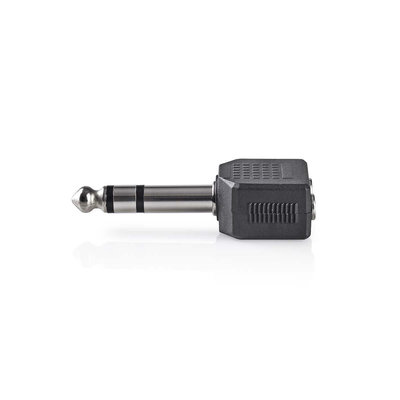 Varón al conector estéreo femenino del adaptador 6.35m m del conector de auriculares al zócalo de 2 x de 3.5m m