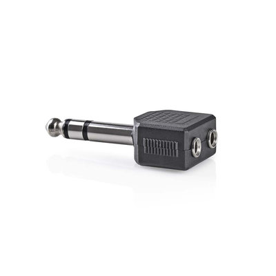 Varón al conector estéreo femenino del adaptador 6.35m m del conector de auriculares al zócalo de 2 x de 3.5m m