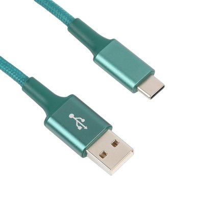 Un varón a Usb - color verde del cargador de C del Usb del vínculo del trenzado de nylon rápido del cable
