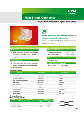 Wr-02 HDPE heat shrinkable butt splice connector for wire connection protection RoHS compl