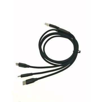 3 In 1 Nylon Braided 2A Fast Charging USB Data Cable USB Charging Cable For Computer, Mobile Phone,Computer