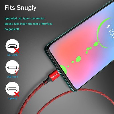 45W 5A Nylon Braided USB-C to USB-A 2.0 Cable for Samsung Galaxy S10, S9, S9, S8, S8 Mate 20 Lite Pro90