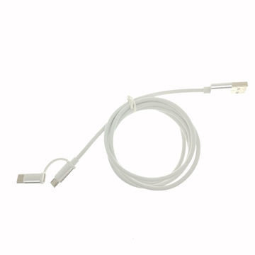 White TPE Micro USB to Type C 2 in 1 USB Data Cable USB Charging Cable For Computer, Mobile Phone, Tablet, Power Bank
