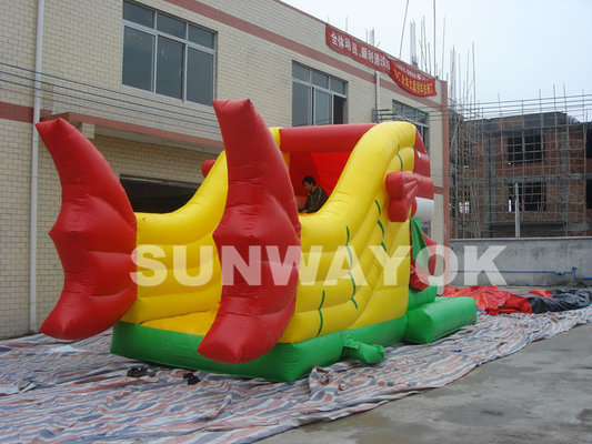 Plato Cartoon Fish Slide/Commercial Inflatable Slide With Printing Banner