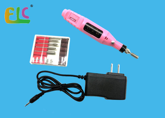 Electric Nail Drills Manicure Drill machine  with 6 Drill Bits Pink Color Pen Shape 3000~20000RPM