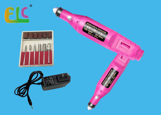 Portable Electric Nail Bits Nail File Machine ABS Case DC 9V 3000~20000RPM with 6 Drill Bits