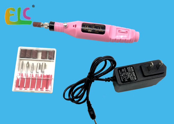 Portable Electric Nail Bits Nail File Machine ABS Case DC 9V 3000~20000RPM with 6 Drill Bits