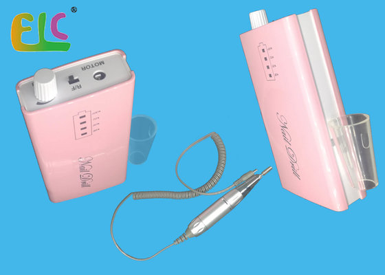 Portable Nail Polisher 36 Watt  0~30000 RPM 2600mAH Battery Pink Color with 6pcs Drill Bits