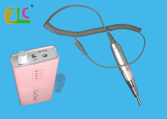 Portable Nail Polisher 36 Watt  0~30000 RPM 2600mAH Battery Pink Color with 6pcs Drill Bits