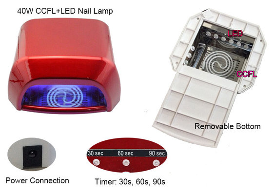 Red 40w Lamp For Nails LED UV Nail Lamp With Timer 30s , 60s , 90s For Beauty Salon