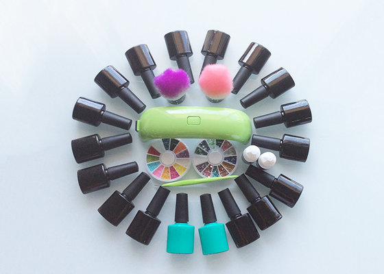 DIY art LED nail drying lamp 9W 395nm 6 Pcs 3 In 1 Nail Gel 12 Color Rhinestones