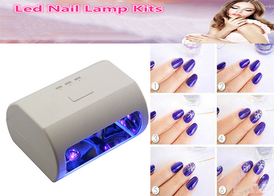 Fast Drying 9W LED Nail Lamp Kits White Color 6pcs 3 In 1 UV Gel Nail Sets
