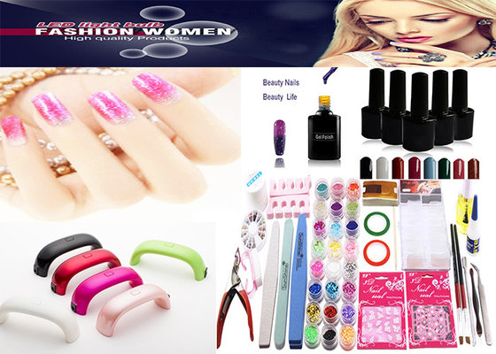 Mini LED Nail Lamp Kits 9 Watt 6pcs Nail Gel And DIY Manicure Nail Art Tools