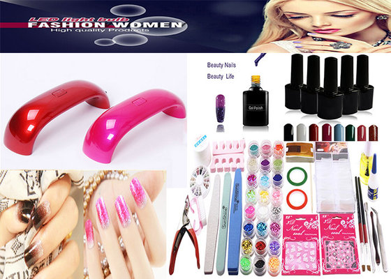 Salon 9Watt LED Nail Lamp Kits 120 Colors One Step Nail Gel Manicure Set