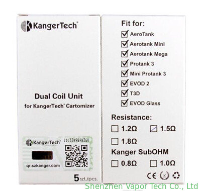 100% Original Kanger Upgraded Dual Coils for kangertech aerotank mega mini protank 3 evod glass 2 T3D Atomizer supplier