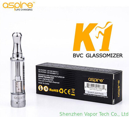 100% Autentic Aspire K1 BVC eGo Atomizer Clearomizer 1.5mL Pyrex Glass Tank Aspire K1 Glassomizer With Huge Vapor supplier