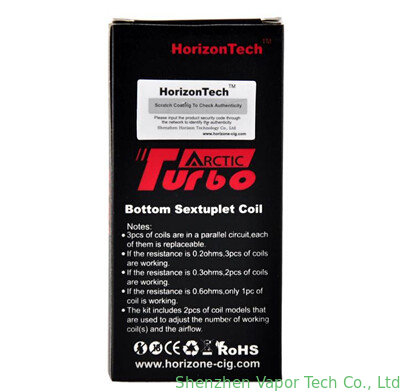 Authentic Horizon Arctic Turbo Tank Coil Head Japanese Organic Cotton Bottom Sextuplet Coils fit 40-120W supplier