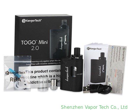 Kangertech TOGO Mini 2.0 Starter Kit 1600mAh All-in-one Style 1.9ml with CLOCC Coil POM Drip Tip TOGO Mini Kit 100% Orig supplier