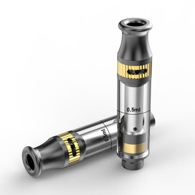 Top filling cbd tank adjustable air flow cartridge with 0.5ml capacity pyrex glass 510 thread metal round tip ceramic