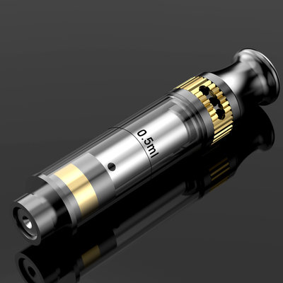 Top filling cbd tank adjustable air flow cartridge with 0.5ml capacity pyrex glass 510 thread metal round tip ceramic