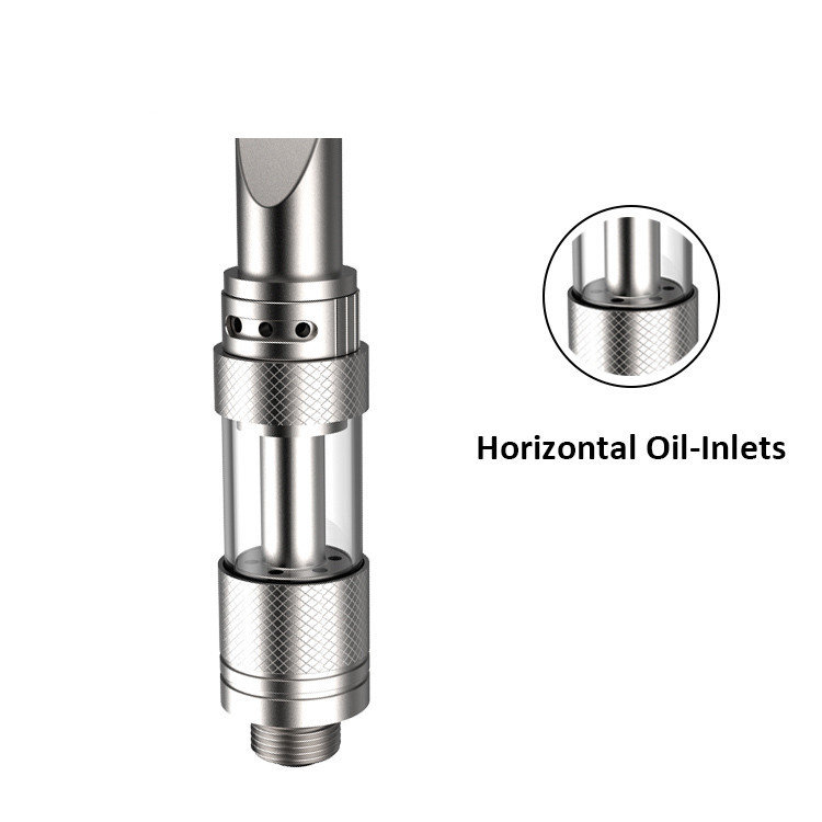 510 thread CBD oil cartridge with 0.5ml oil capacity 1.2ohm resistance steel and glass material chrom color ceramic coil