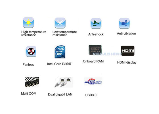 Intel Core i7-3517U cpu 6 COM ports fanless industrial embedded PC 1080P HD display supplier
