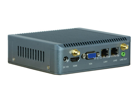 High End 2 LAN Fanless nano computer , Intel Bay Trail Celeron J1800 Mini Barebone PC supplier
