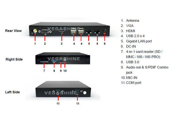 Quad-Core Intel J1900 cpu fanless industrial mini computer With Dual Com , 2 Gigabit LAN RJ45 Ethernet supplier