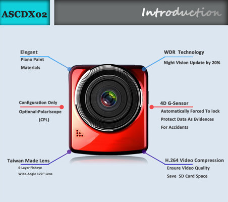 NOVATEK 96650 HD Car DVR 2.3inch TFT LCD AR0330 Chipset , Car Black Box Recorder
