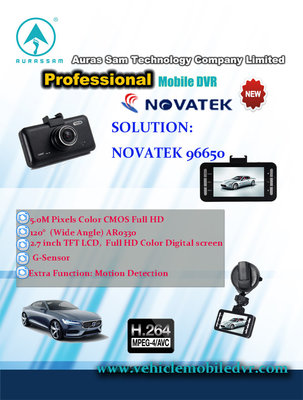 Vehicle Black Box DVR , Full HD Color Digital screen and NOVATEK 96650 , 1080p and 120° Angle