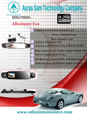 3 CH of Cameras Channel  Vehicle Black Box DVR V9712 HD Lens , 3 Inch LTPS