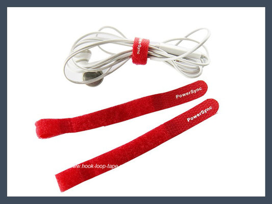 Beautiful q type hook and loop velcro cable tie,red