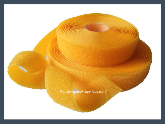 wholesale fashion nylon polyester blended hook and loop velcro fastener,yellow