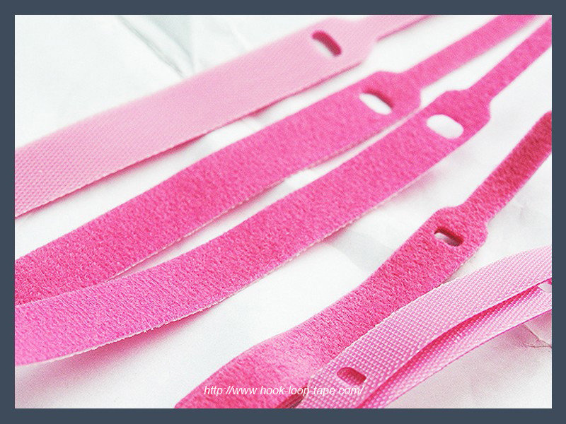 Wholesale pin type hook and loop cable tie,pink