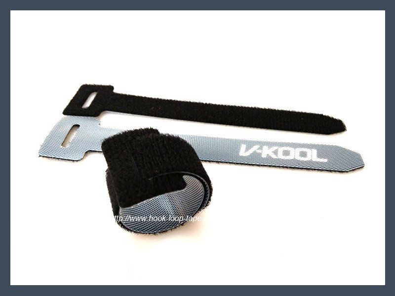 Pin type hook and loop cable tie,black