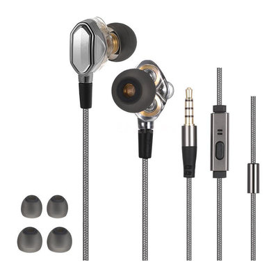 Dual dynamic driver earphone,Game video hifi in-ear earphones with in-line microphone supplier