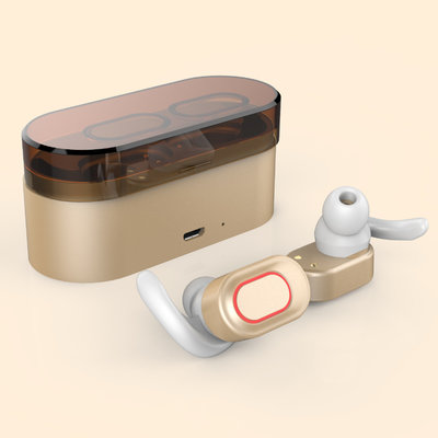 2019  mini ture wireless earbuds,Bluetooth 5.0 stereo earphones with detachable earfins,earphones with LED light supplier