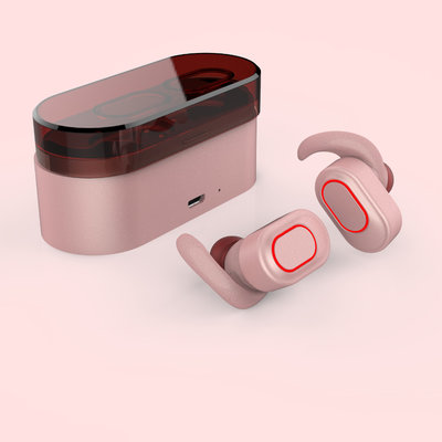 2019  mini ture wireless earbuds,Bluetooth 5.0 stereo earphones with detachable earfins,earphones with LED light supplier