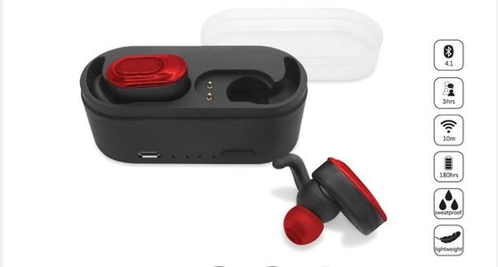 2019  mini ture wireless earbuds,Bluetooth 5.0 stereo earphones with detachable earfins,earphones with LED light supplier