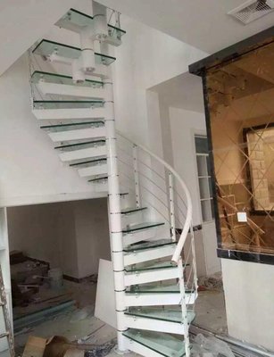 Spiral StaircaseVH02S  Spiral Stainless Steel Stair Tread Beech  Glass Handrail 304 Stainless Steel Step Length 800mm