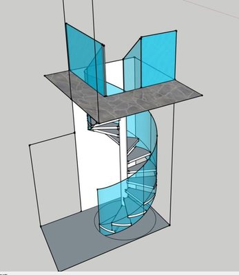 Spiral Staircase VH09S  Spiral Stainless Steel Stair Tread Beech Curved Glass Handrail 304 Stainless Steel Railing Glass