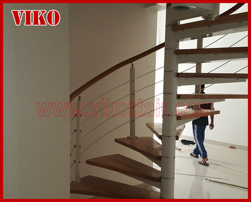 Spiral Staircase VH10S  Spiral Stainless Steel Stair Tread Beech Curved Glass Handrail 304 Stainless Steel Railing Glass