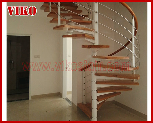 Spiral Staircase VH10S  Spiral Stainless Steel Stair Tread Beech Curved Glass Handrail 304 Stainless Steel Railing Glass