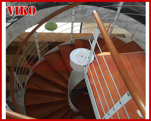 Spiral Staircase VH13S  Spiral Stainless Steel Stair Tread Beech Curved Glass Handrail 304 Stainless Steel Railing Glass