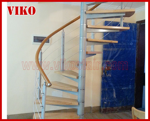 Spiral StaircaseVH14S 304 Stainless Steel  Spiral Stainless Steel Stair Tread Beech Curved Glass Handrail Railing Glass