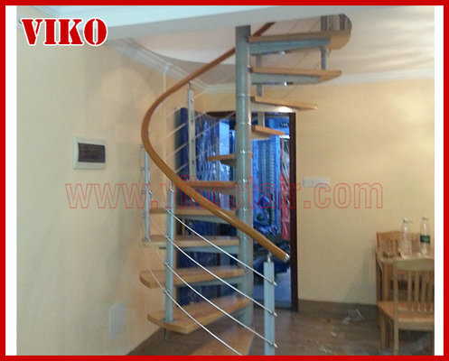 Spiral StaircaseVH14S 304 Stainless Steel  Spiral Stainless Steel Stair Tread Beech Curved Glass Handrail Railing Glass