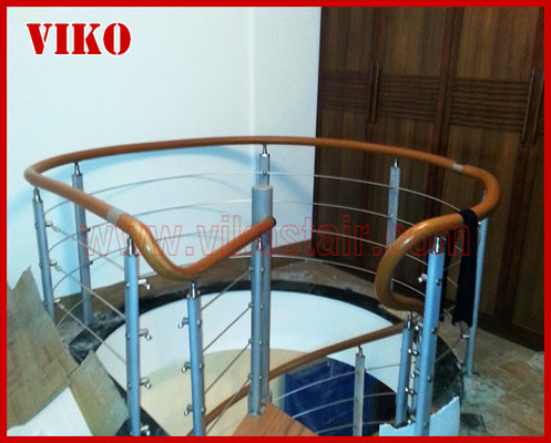 Spiral StaircaseVH14S 304 Stainless Steel  Spiral Stainless Steel Stair Tread Beech Curved Glass Handrail Railing Glass