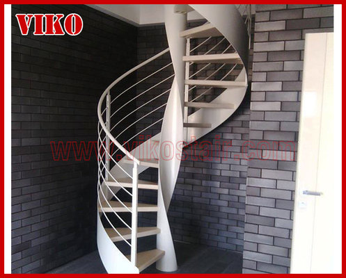Spiral Staircase VH15S Tread Beech 304 Stainless Steel  Spiral Stainless Steel Stair  Handrail Railing Glass