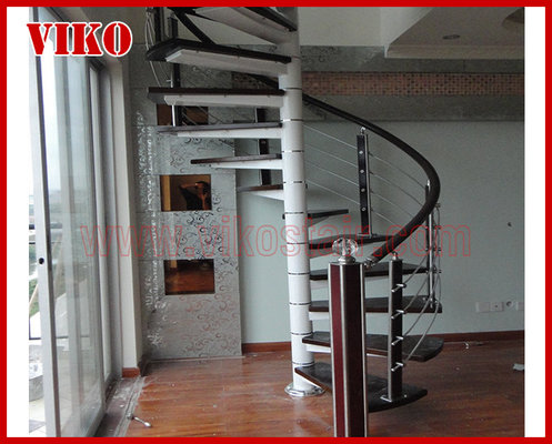 Spiral StaircaseVH16S Tread Beech 304 Stainless Steel  Spiral Stainless Steel Stair Handrail Railing Glass