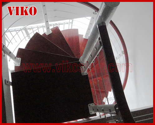 Spiral StaircaseVH16S Tread Beech 304 Stainless Steel  Spiral Stainless Steel Stair Handrail Railing Glass